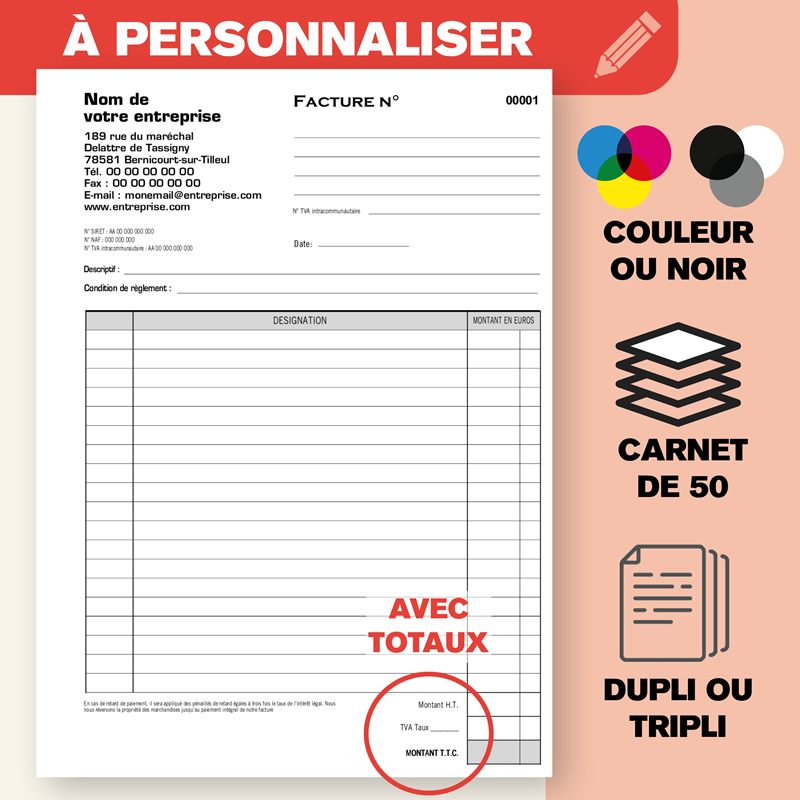 Carnets de facture autocopiants A4